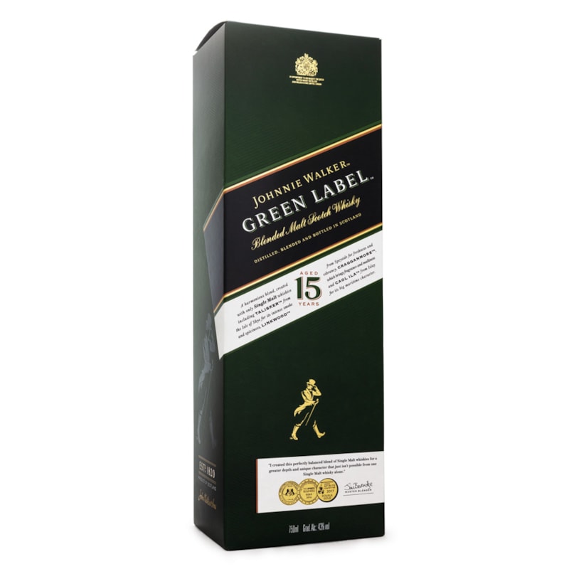 Johnnie Walker Green Label 15 Anos Blended Malt Scotch Whisky 750ml ...