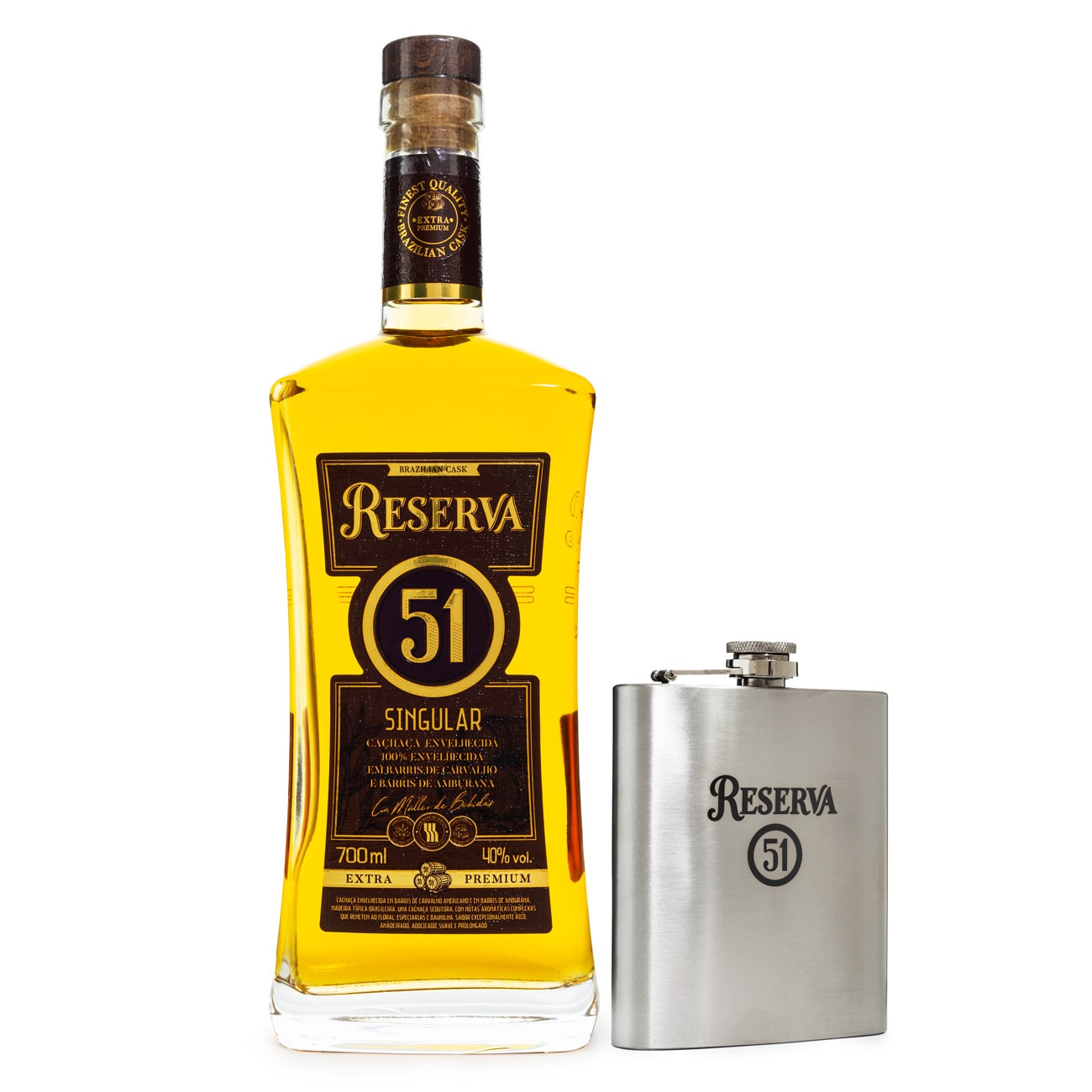 Kit Cachaça 51 Reserva Singular 700ml + Cantil Exclusivo - Espaço Prime ...