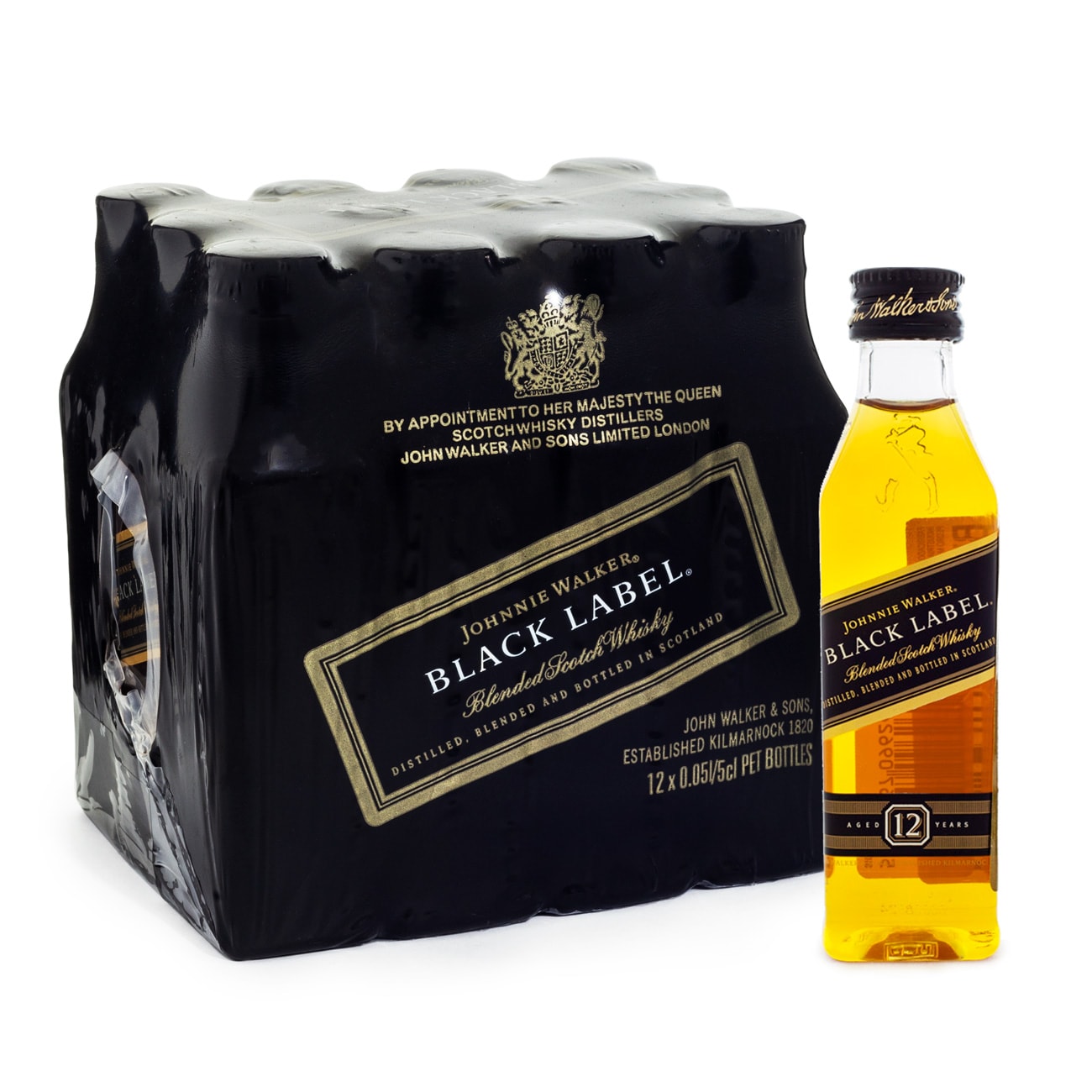 Pack 12un Miniatura Johnnie Walker Black Label Blended Scotch Whisky ...