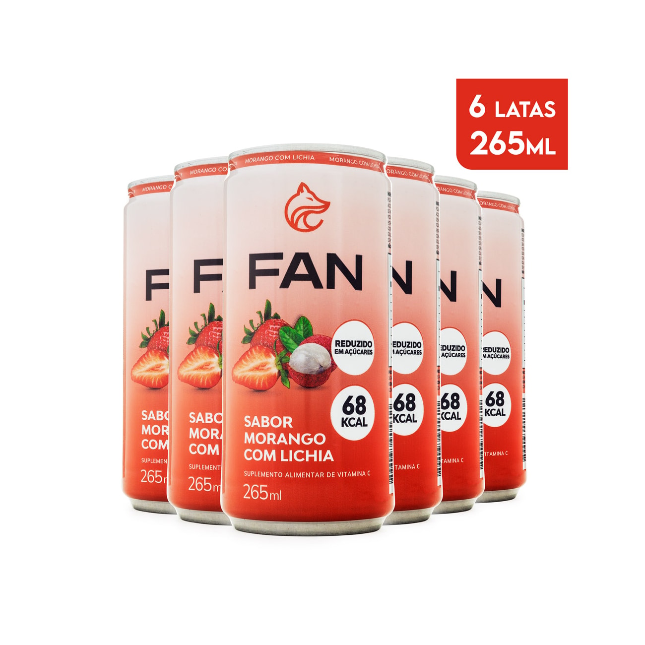 Pack 6un Suco de Morango com Lichia FAN 265ml - Espaço Prime Bebidas
