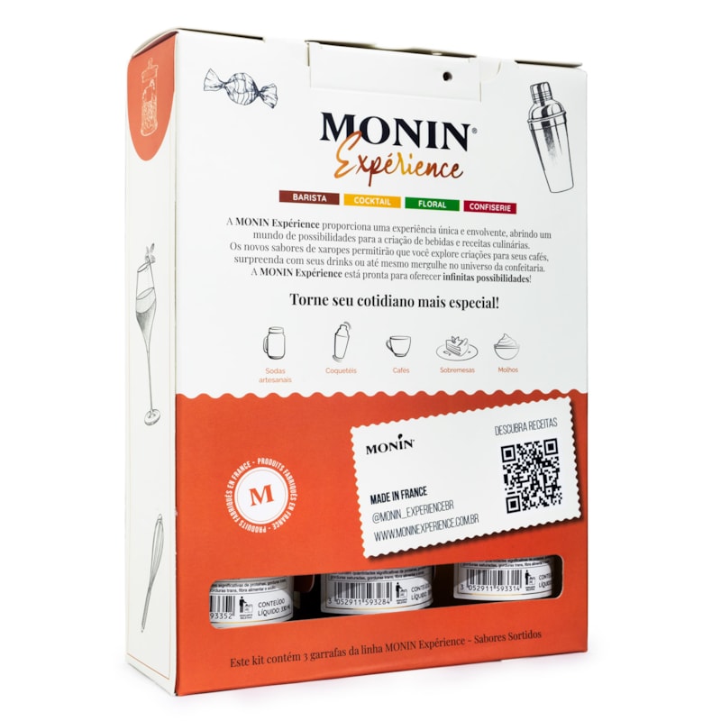 Pack Barista Xarope Monin Expérience - 3 Sabores - Espaço Prime Bebidas
