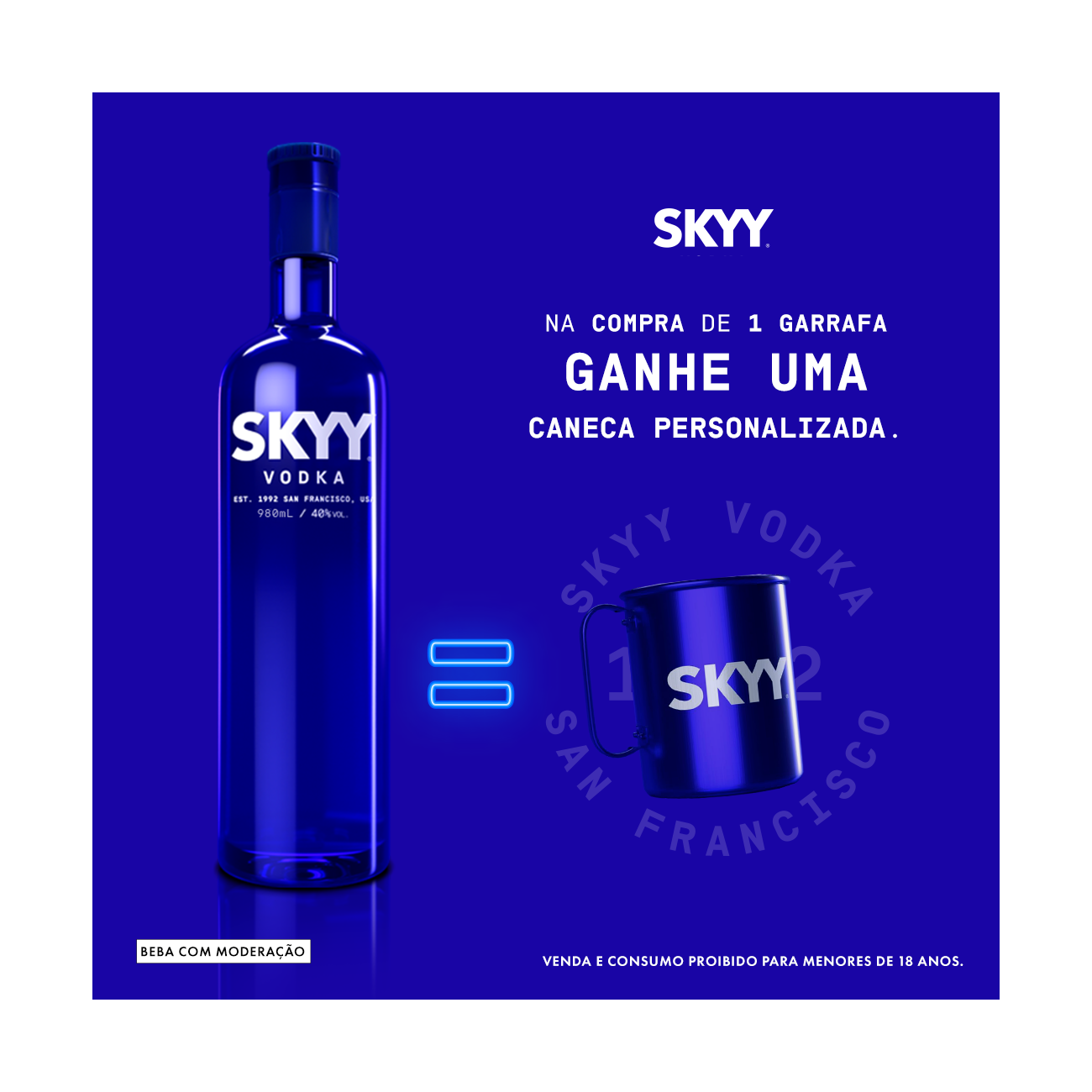 SKYY Vodka 750ml + Caneca Moscow Mule 350ml - Espaço Prime Bebidas